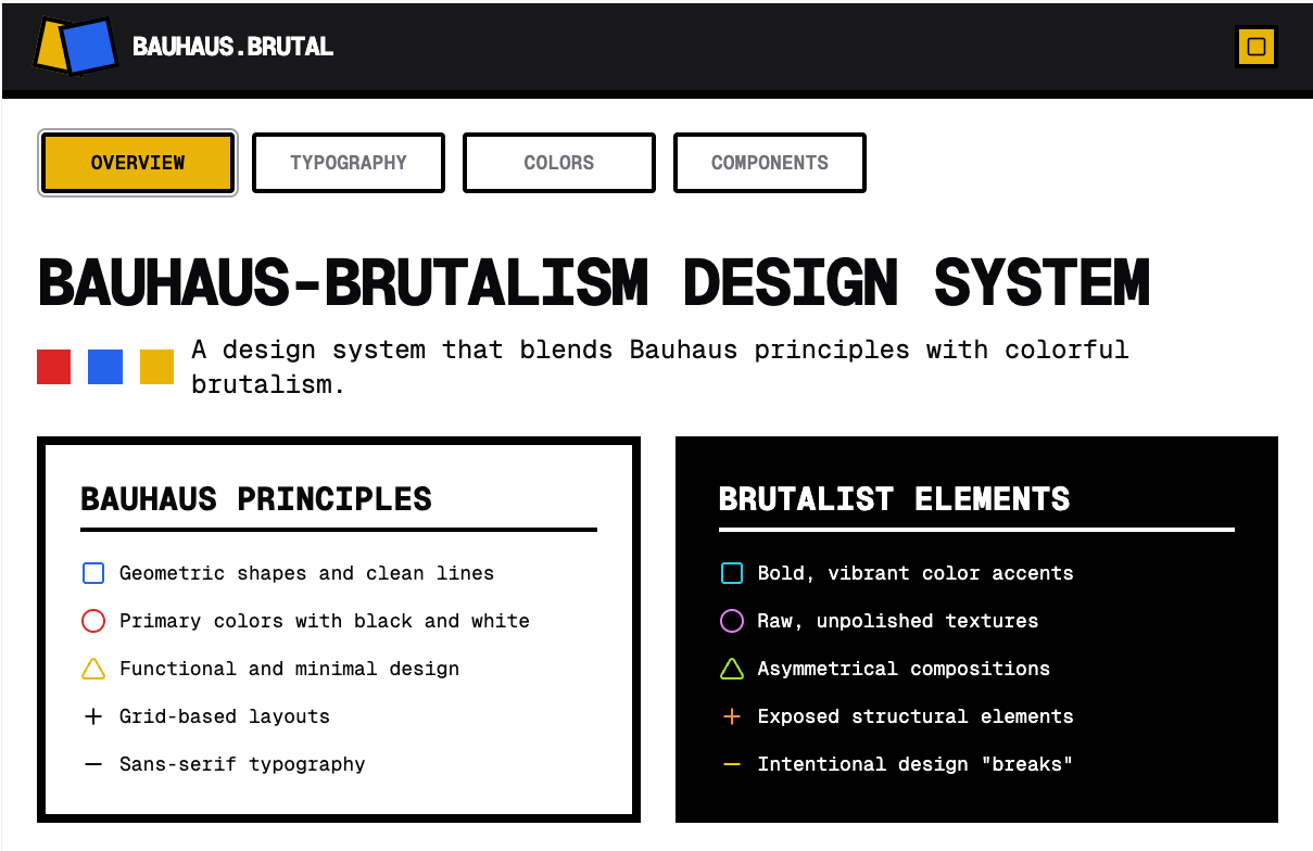 v0 - Bauhaus Brutalism Design System - v0 by Vercel
